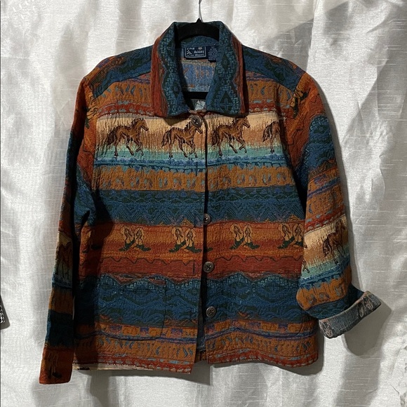 Jane Ashley | Jackets & Coats | Vintage Jane Ashley Tapestry Western ...